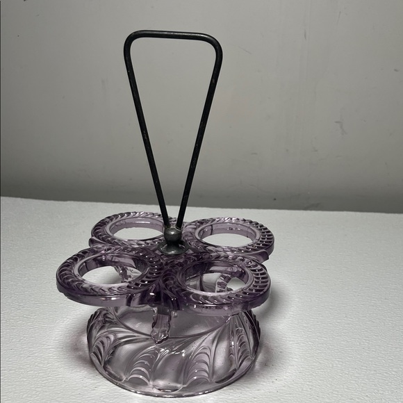 Kitchen | Ornate Light Purple Glass Cruet Holder Wheavy Wire Handle ...
